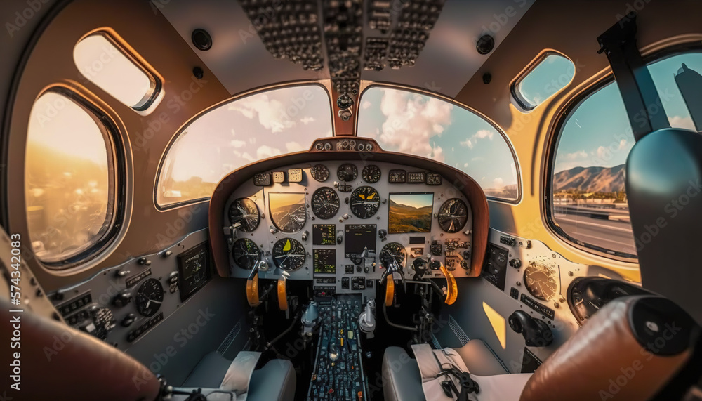 Flight Deck, Inside View of the Cockpit of a Modern Airplane ...