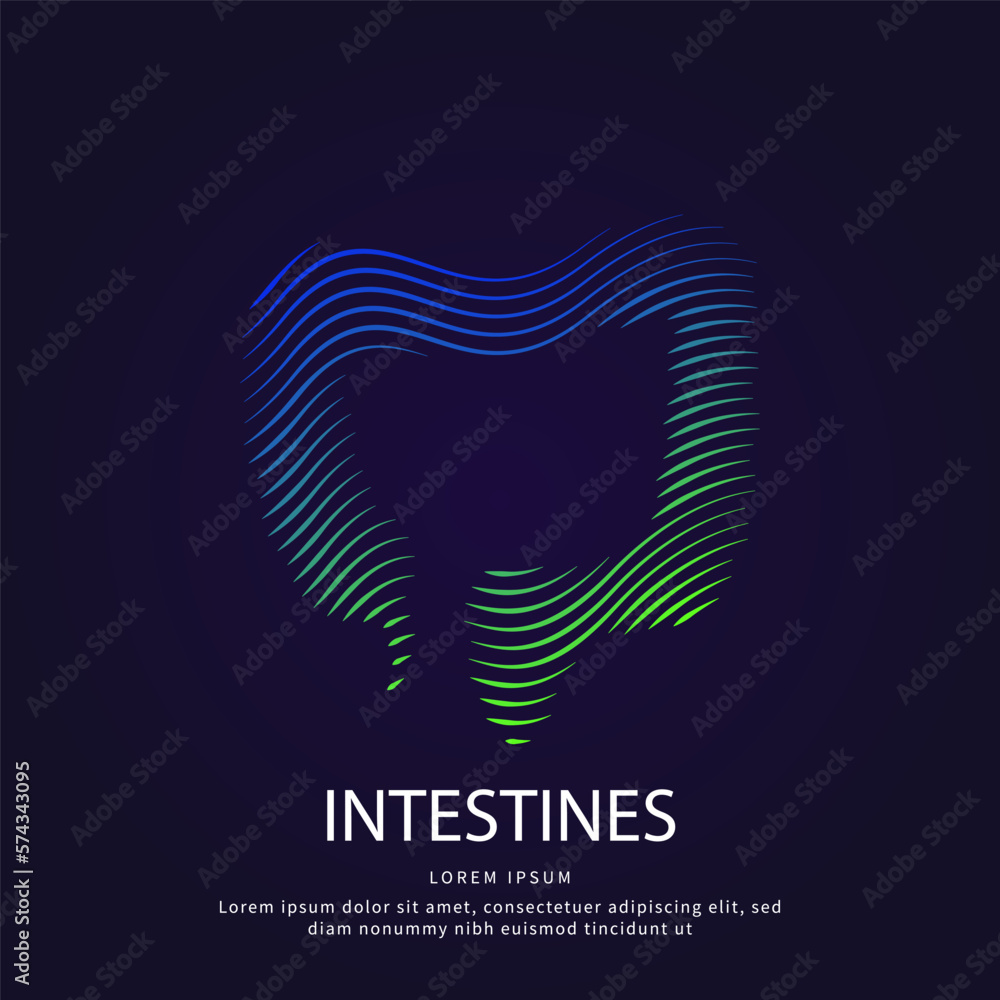 Human Intestine medical structure. Vector logo Intestines color ...