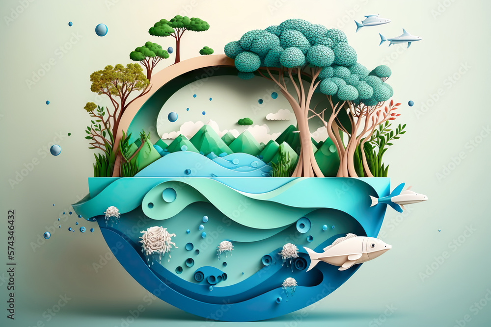 Paper art , Ecology and world water day , Saving water and world ... Paper art , Ecology and world water day , Saving water and world ...