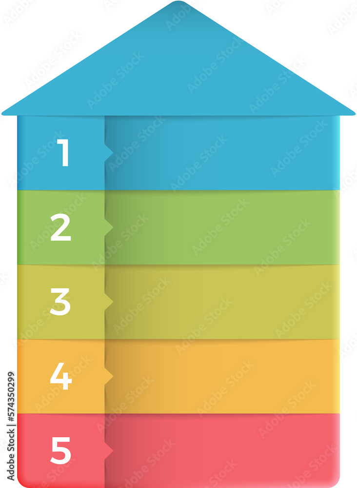 Infographic template with house divided on five elements with place for ...