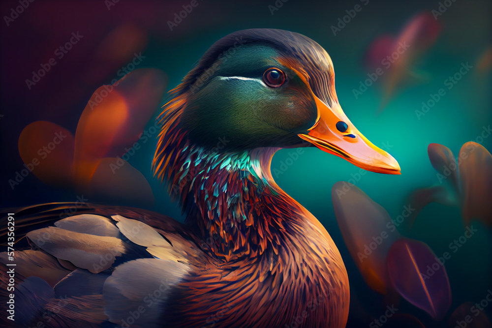 Beautiful photo duck, natural background. Generative AI technology ...
