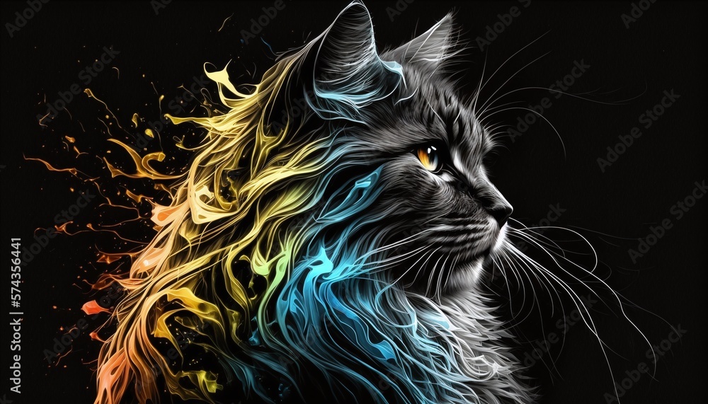 Celestial Cat with its Radiant Fur and Shape by Rays of Light of ...