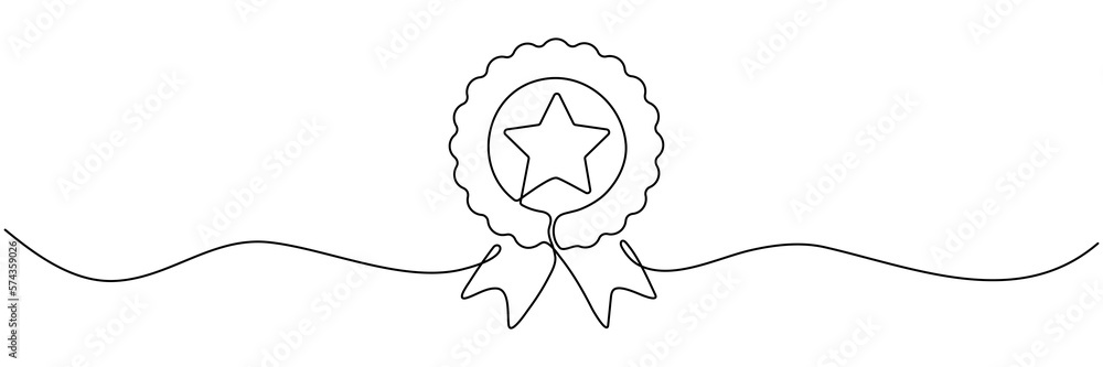 Award star badge continuous line art drawing. Vector illustration ...