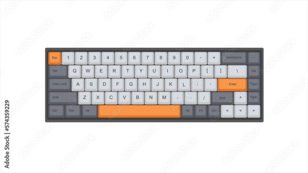 Mechanical gaming Keyboard orange and gray colour 68% layout , PBT ABS ...