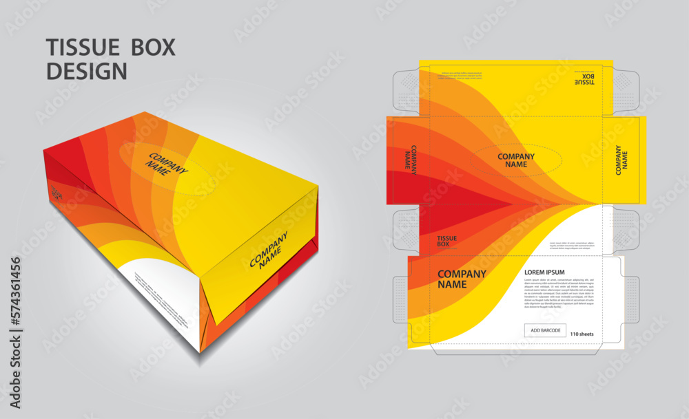 Tissue box packaging design on geometric background, box mockup, 3d box ...
