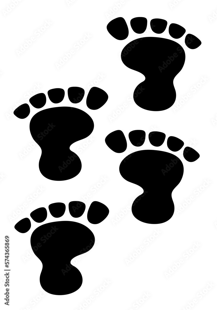 Bigfoot footprints. Vector black footprints. Clipart isolated on white ...