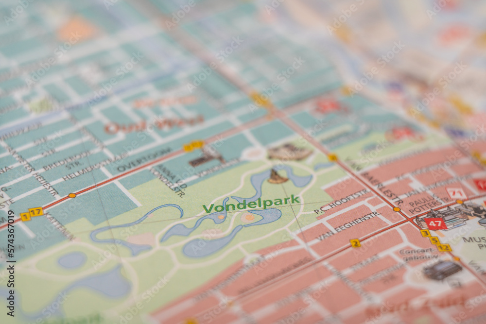 Amsterdam, Netherlands - February 10, 2023: Map of Vondelpark. The ...