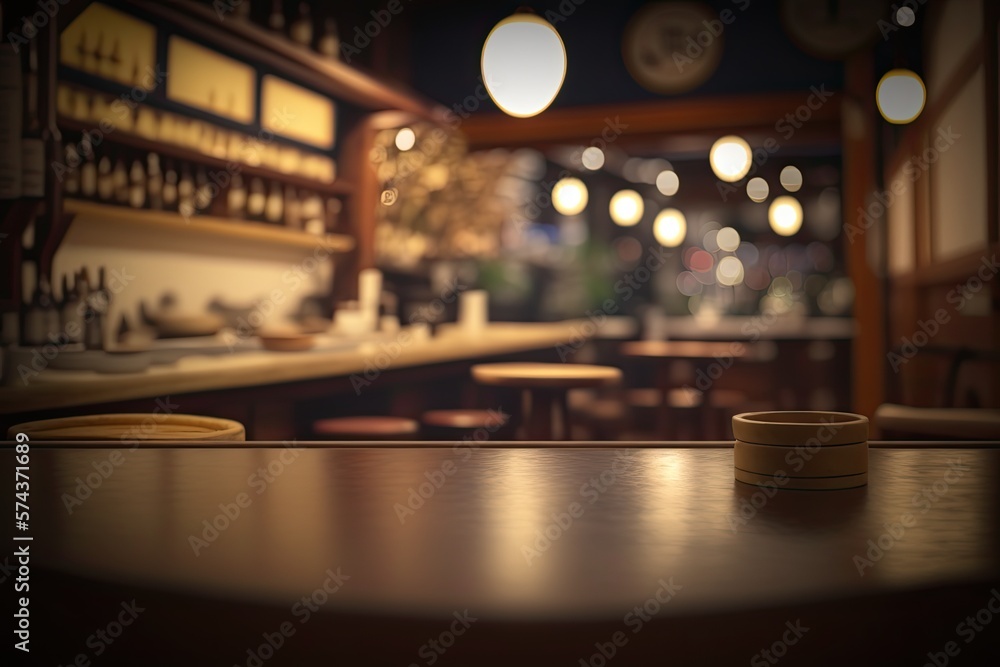 Empty Table Backdrop with Blurred Japanese Restaurant Background ...