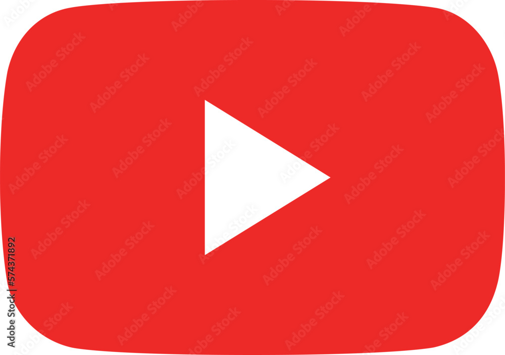 Red YouTube play button, YouTube video and music icon. A triangle ...
