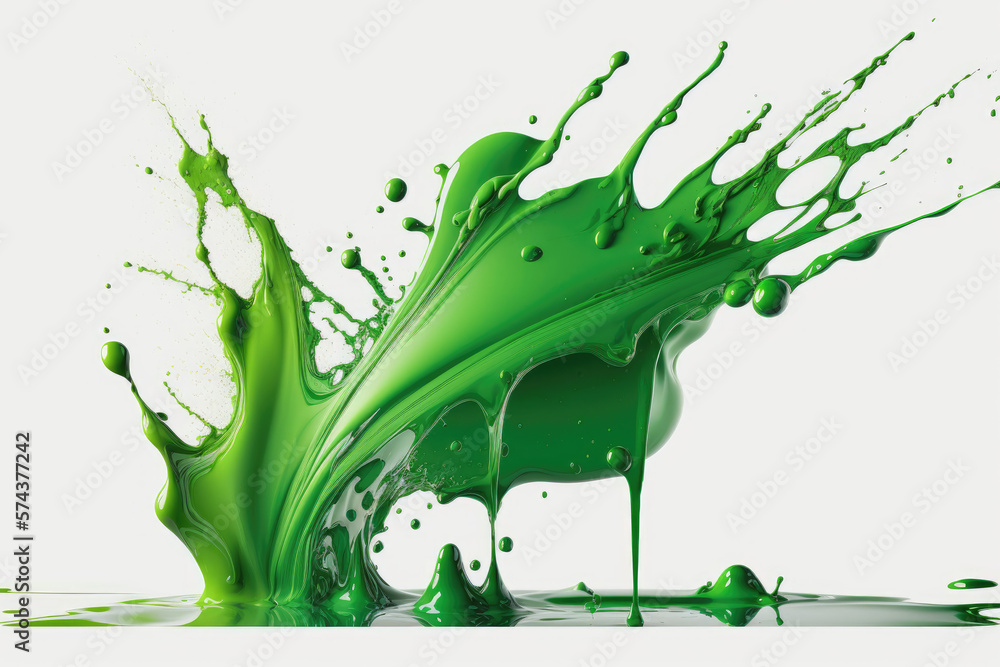 green paint splashing explosion in the air.background.Generative AI ...