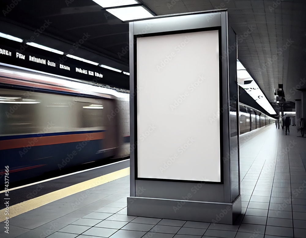 Mock up Poster media template Ads display in NYC Train Subway Station ...