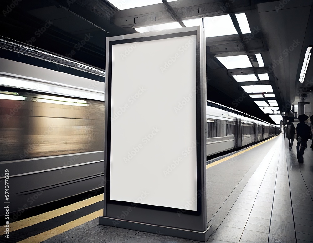 Mock up Poster media template Ads display in NYC Train Subway Station ...
