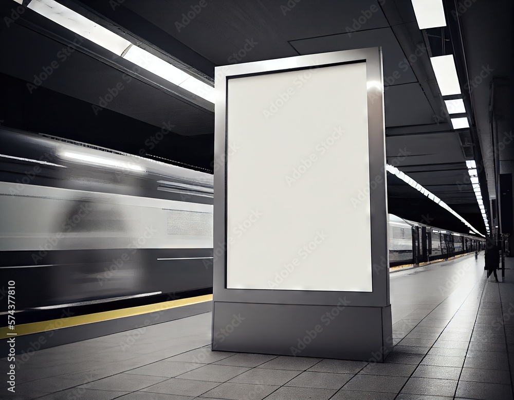 Mock up Poster media template Ads display in NYC Train Subway Station ...