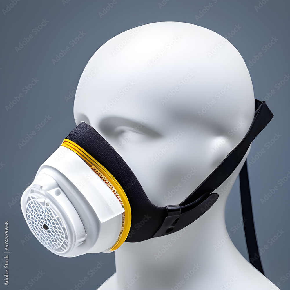 Simple face sculpture with surgical respirator, icon for medical apps ...