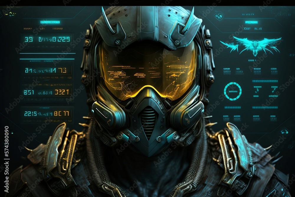 Futuristic Commando Mask Interface ui 4k AI Art Stock Illustration ...