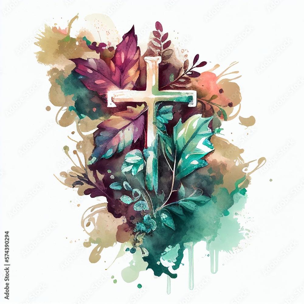 Cross With Flowers Drawing