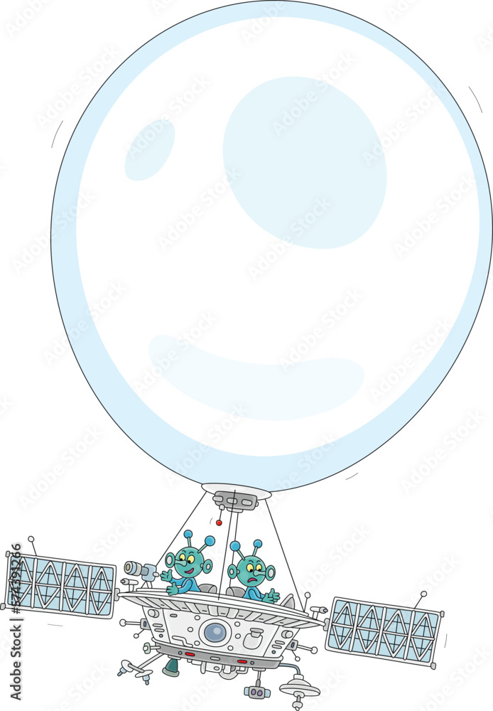 Vecteur Stock Funny aliens scouts spying and flying in an espionage air ...