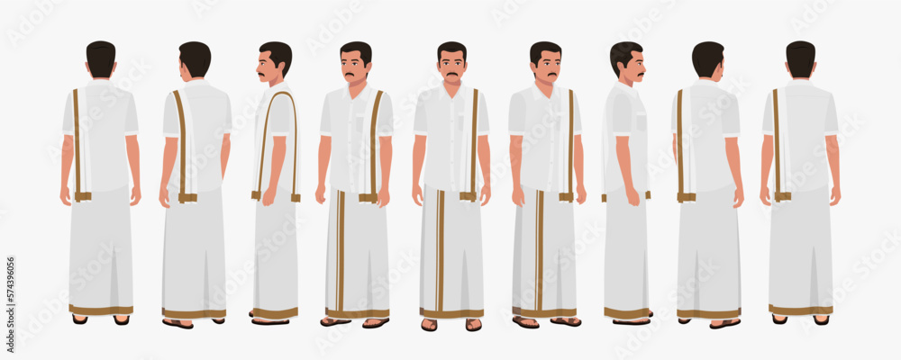 Stockvector Man wearing South Indian traditional dress Dhoti and Shirt ...