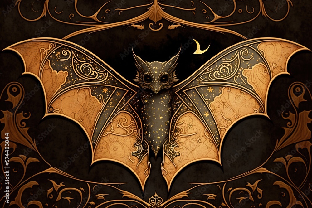 Bat in an amazing painting art visual, perfect for print and poster ...