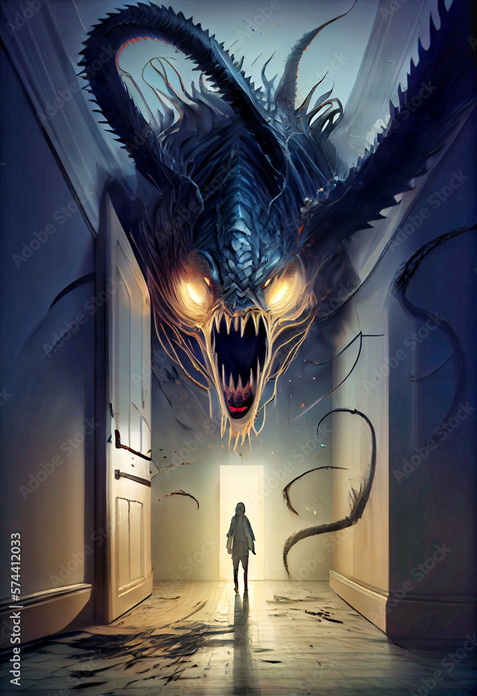 Generative AI abstract render of an alien monster Stock Illustration ...