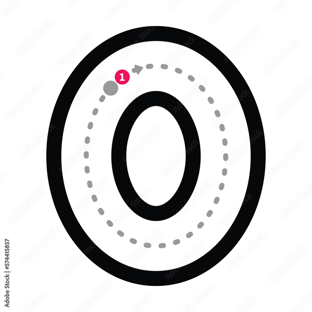 Tracing alphabet letter o lowercase prewriting dotted line element for ...