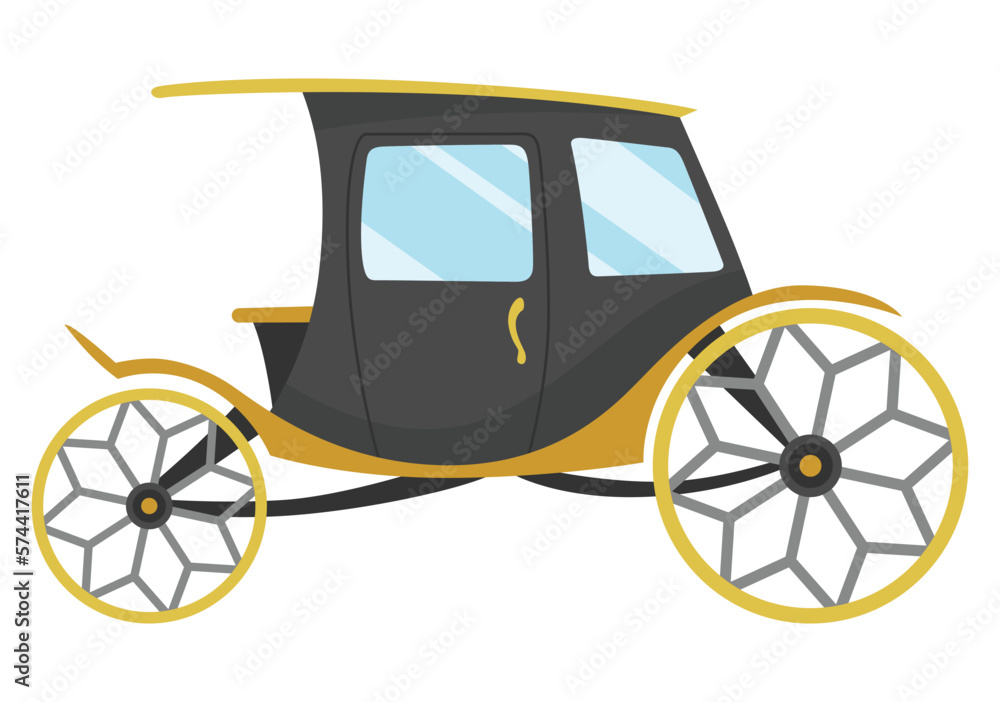 Carriage cartoon. Vintage transport with old wheels. Antique ...