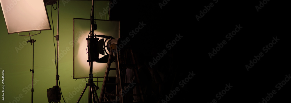 Film light for video production camera in studio set. Use as studio ...