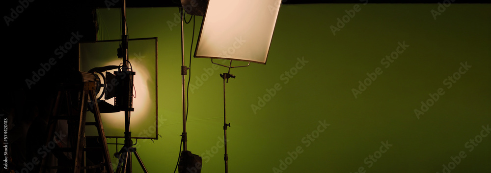 Film light for video production camera in studio set. Use as studio ...