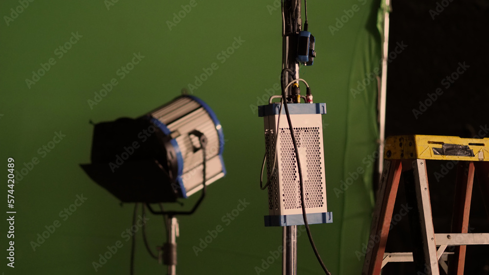 Film light for video production camera in studio set. Use as studio ...