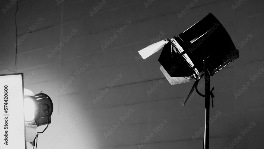 Film light for video production camera in studio set. Use as studio ...
