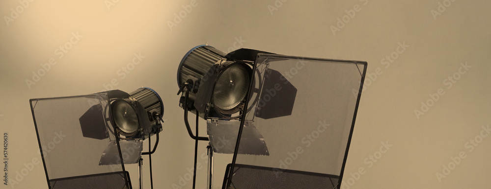 Film light for video production camera in studio set. Use as studio ...