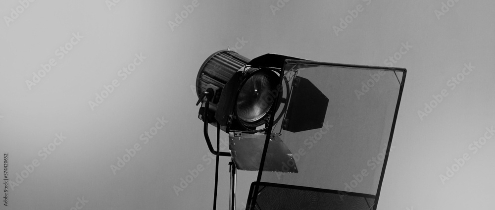 Film light for video production camera in studio set. Use as studio ...