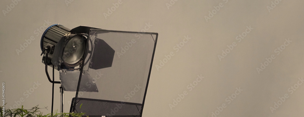 Film light for video production camera in studio set. Use as studio ...