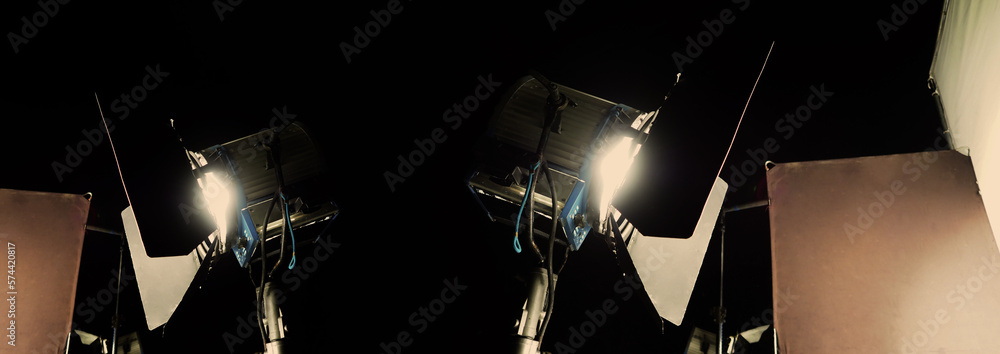 Film light for video production camera in studio set. Use as studio ...