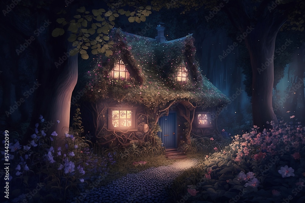 Haunted house in the woods AI generated Stock Illustration | Adobe Stock