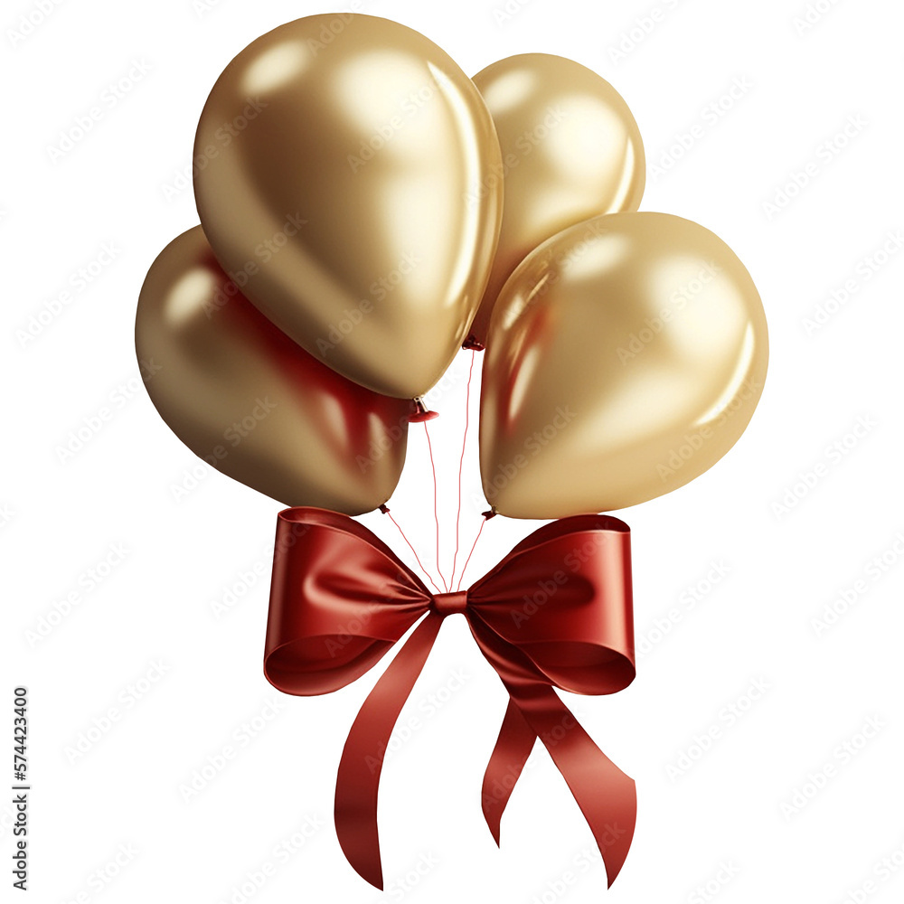 The bow and golden balls are isolated for use in design. Generative AI ...