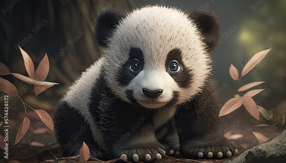 cute baby panda Generative AI Art Stock Illustration | Adobe Stock