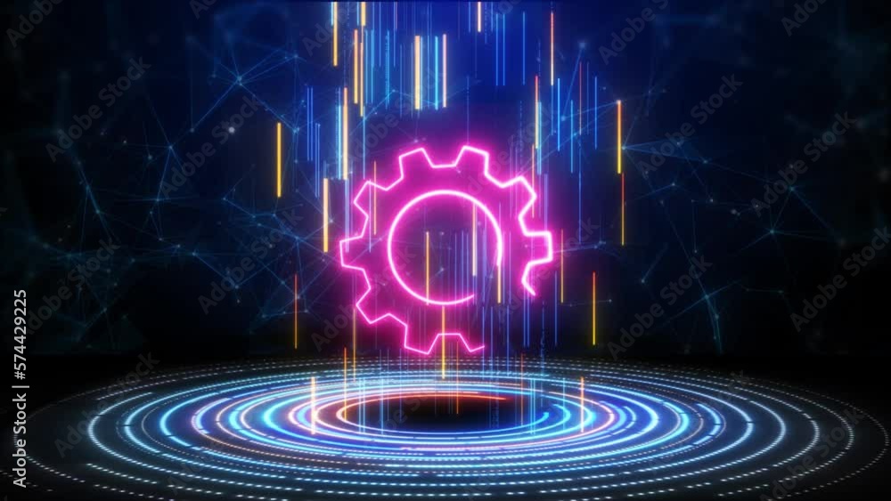 Futuristic HUD Animation Background With Technology Gear Icon Animation. High Tech HUD ...