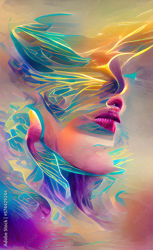 Brain waves. Colourful fibre optic connections that control the ...