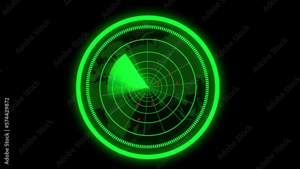 Radar Scanning Indicator Search System On Black, Futuristic Green ... Radar Scanning Indicator Search System On Black, Futuristic Green ...