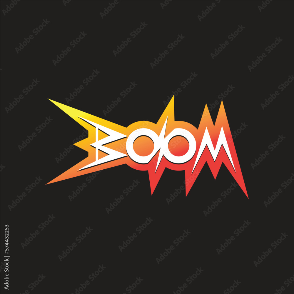 Vetor de Boom logo , text, typography, word, font, Bomb, fire ready to ...