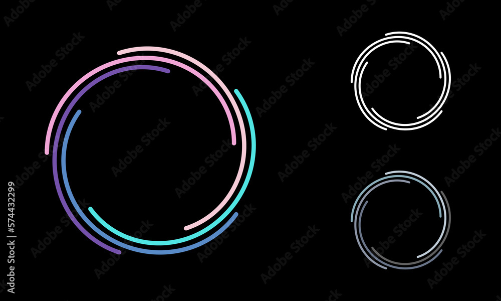 Color vector lines in round form. Geometric art lines in circle. Trendy ...