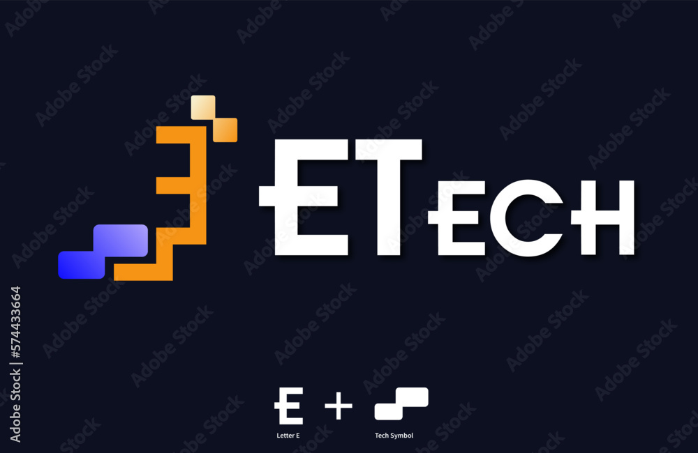 E Tech logo with tech symbol for Tech Companies Application Icon or ...