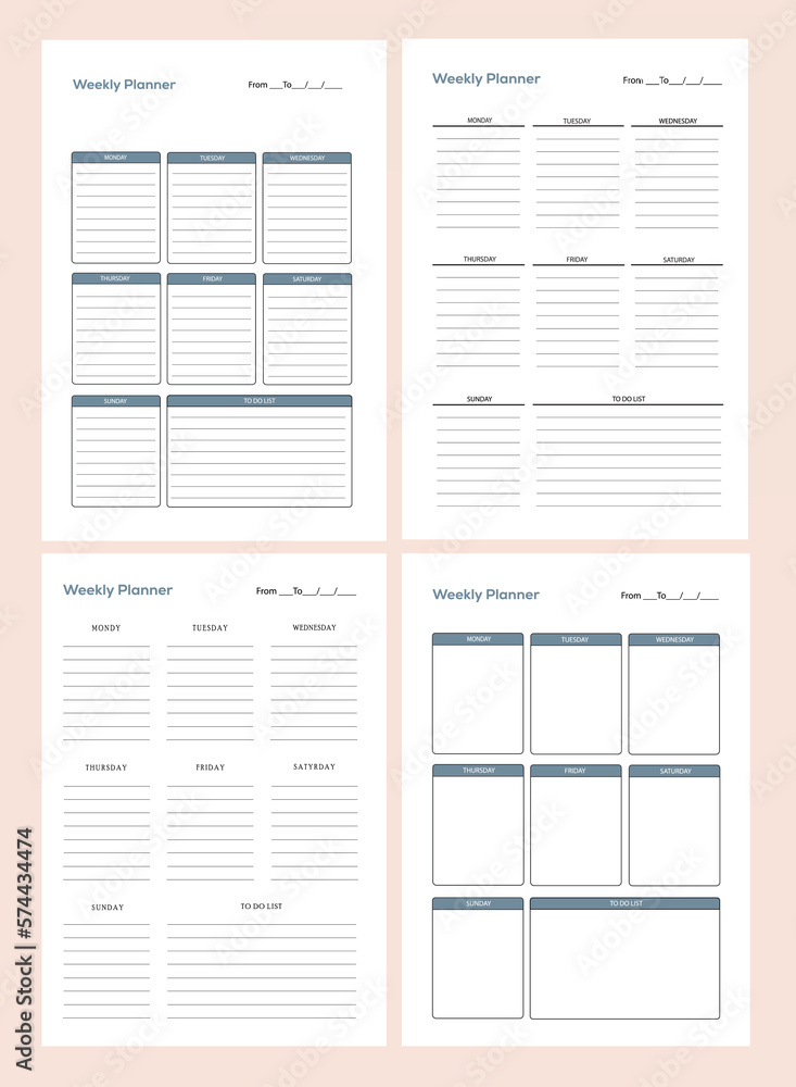 Minimalist Weekly Planner Printable, Week At a Glance, Weekly Organizer ...
