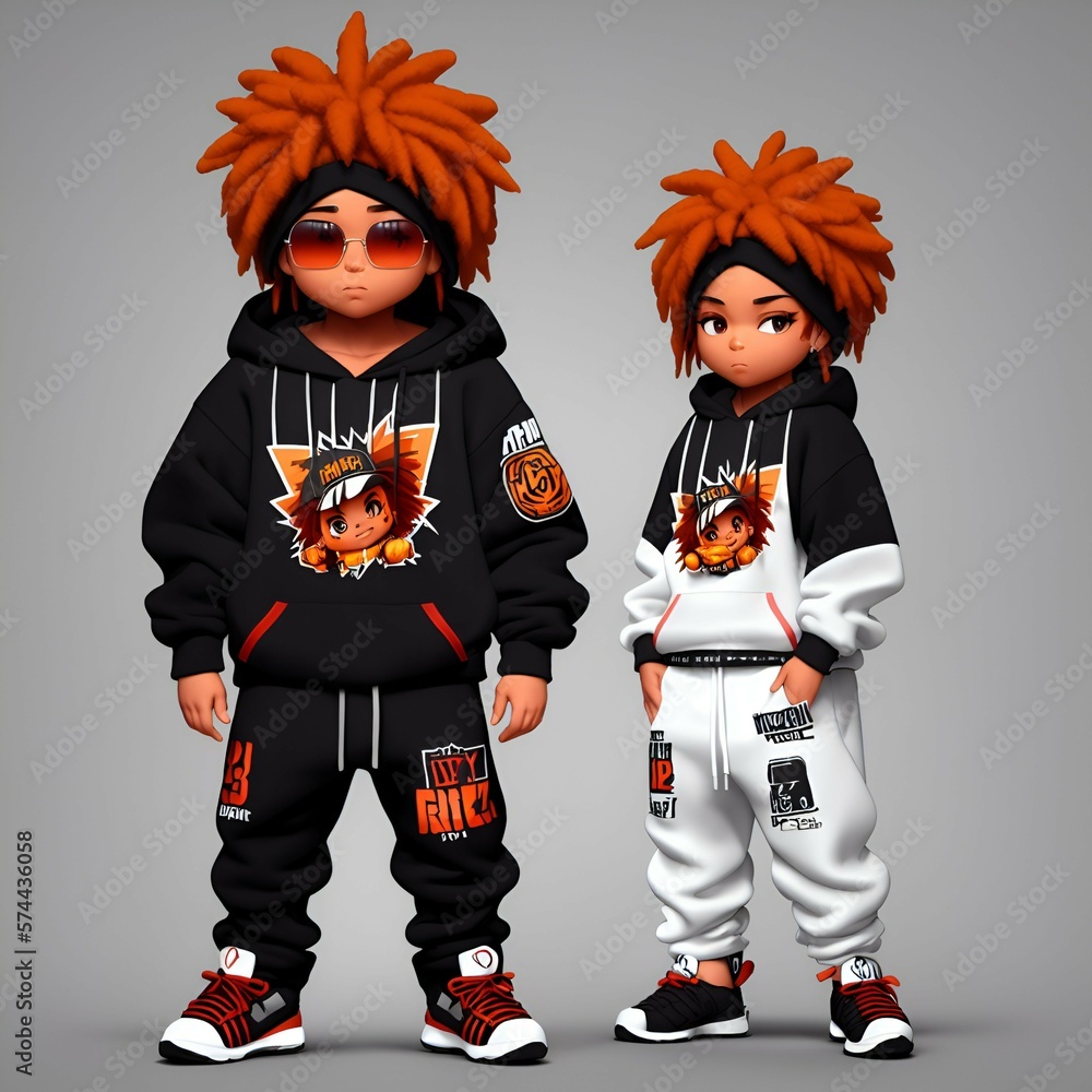 Hip hop style anime character, 3d cartoon, AI Generator Stock ...