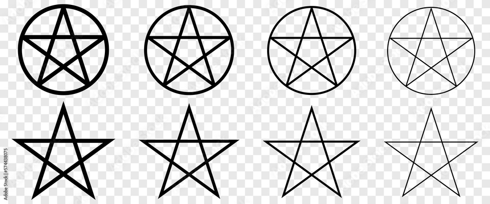 Pentagram icons set. Esoteric symbols. Vector illustration isolated on ...
