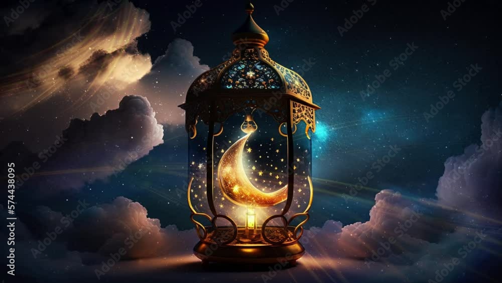 animated islamic ramadan background , golden ramadan lamp UHD 4K 30 fps ...