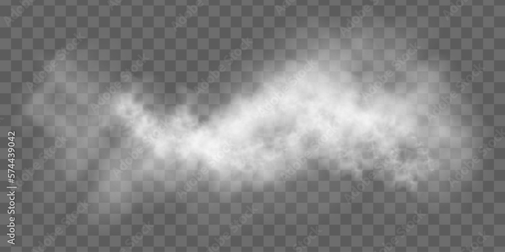 Abstract gas on transparent background, vapor machine steam or ...
