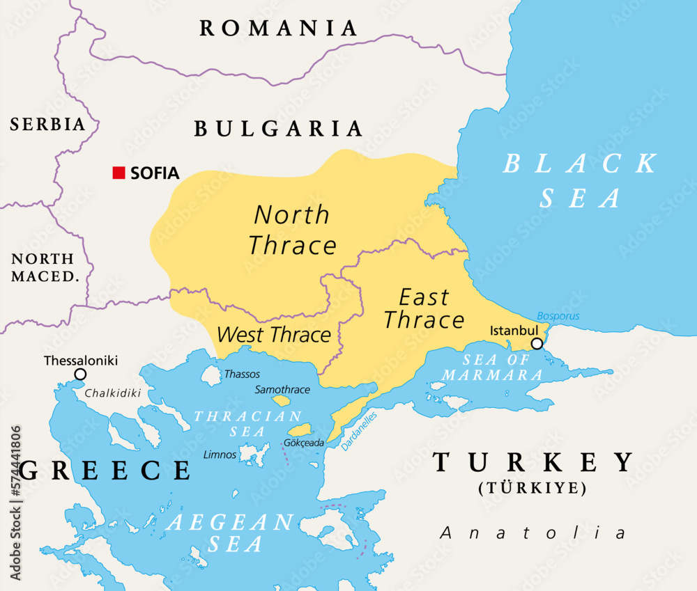 Vecteur Stock Thrace, geographical and historical region in Southeast ...