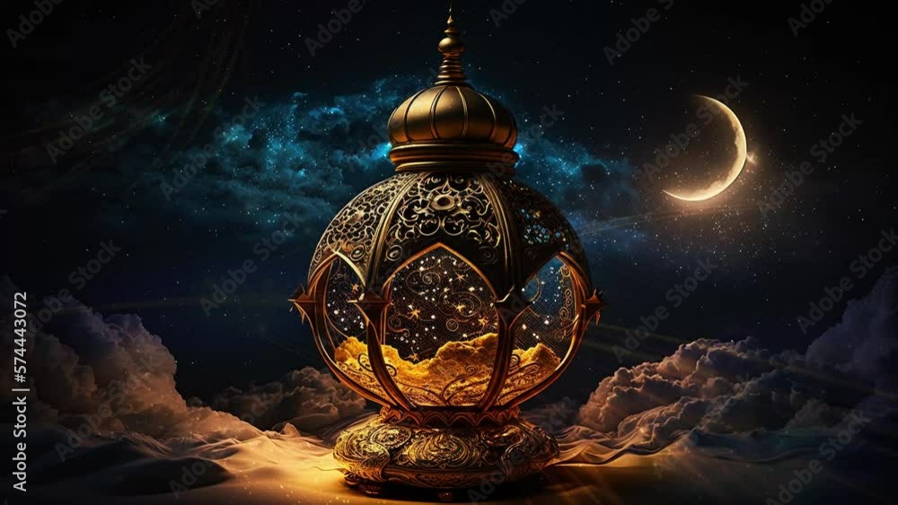 animated islamic ramadan background , golden ramadan lamp UHD 4K 30 fps ...